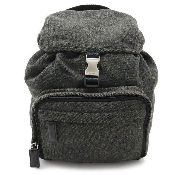 Prada | Bags | Prada Prada Backpack Rucksack Wool Canvas Gray Black V23 ...